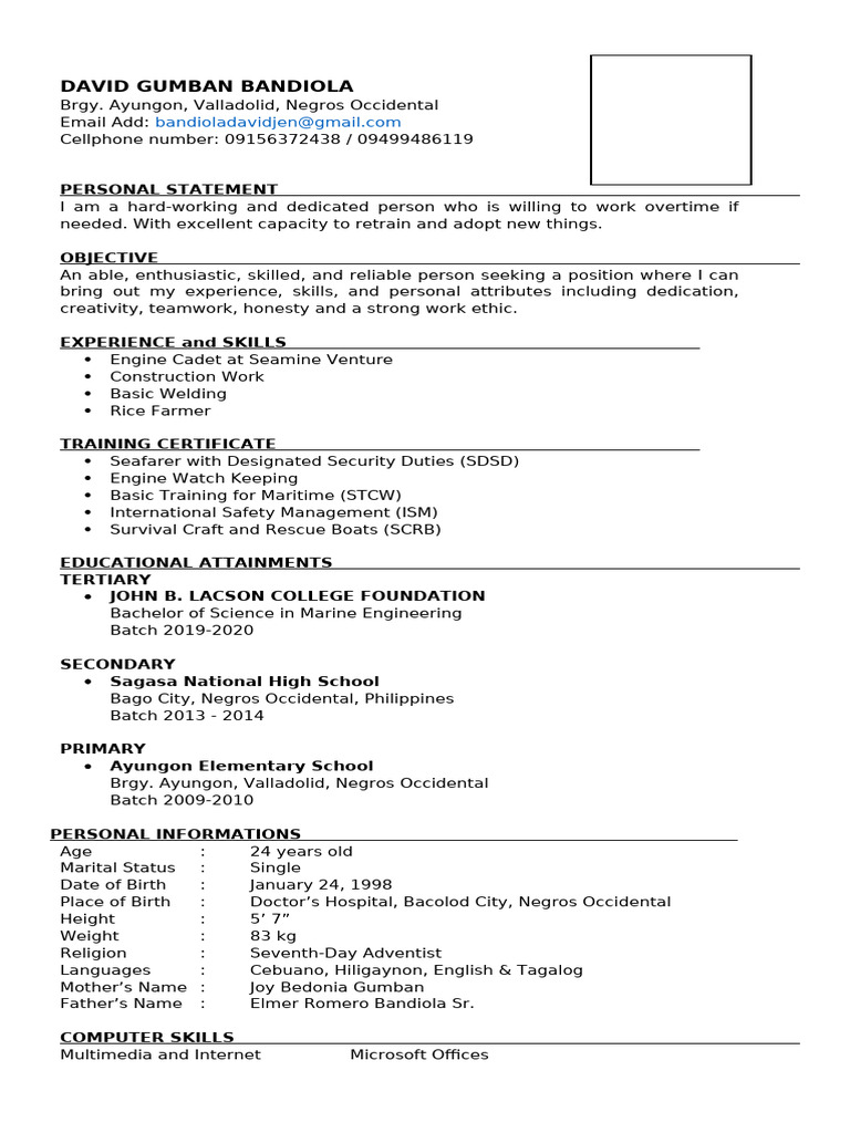 David Gumban Bandiola | PDF