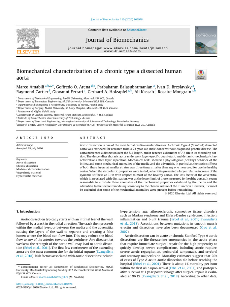 AMABILI, 2020 Biomechanical characterization of a chronic type a ...
