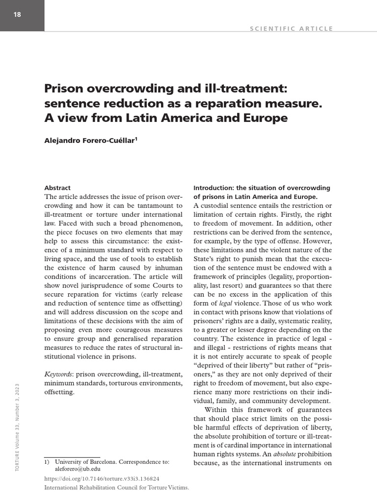 Prison Overcrowding and Torture Risks | PDF | Prison | Torture