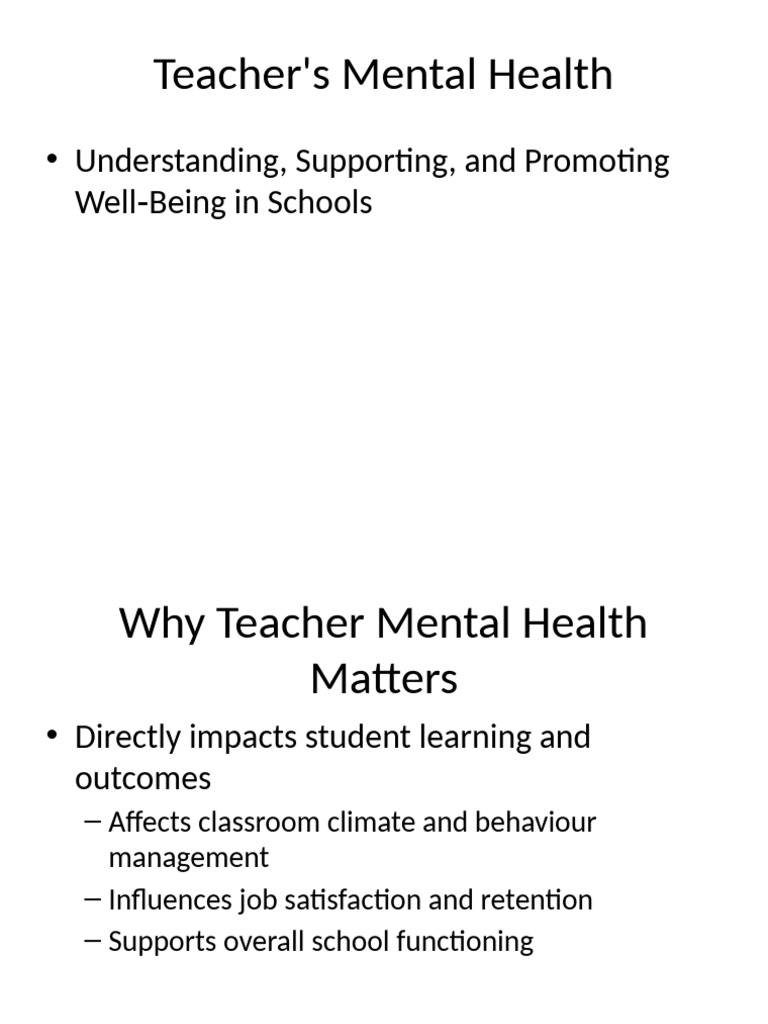 Supporting Teacher Mental Health in Schools | PDF