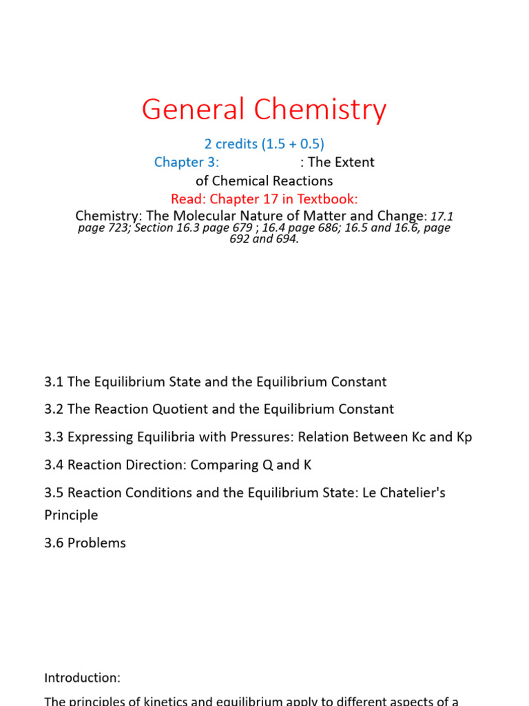 Chemical Equilibrium and Reaction Extent | PDF | Chemical Equilibrium ...