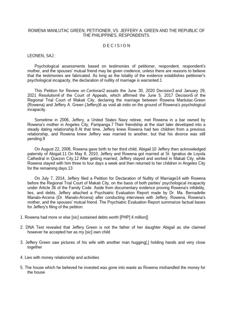 Case for reference | PDF | Mental Disorder | Annulment
