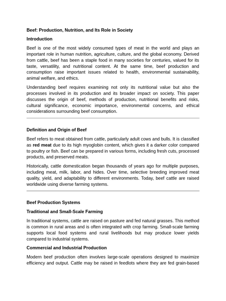 Beef: Nutrition, Production, and Impact | PDF | Beef | Meat