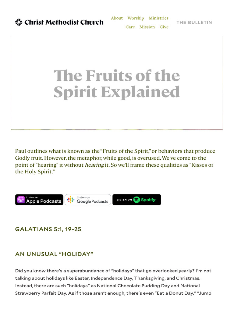 The Fruit of the Spirit Explained — Christ Church Memphis | PDF