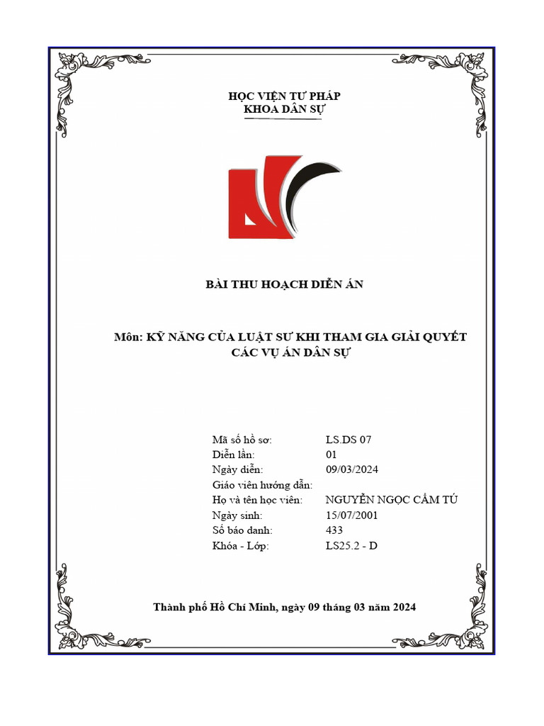 Bài Thu Hoach - HS DS 07 | PDF