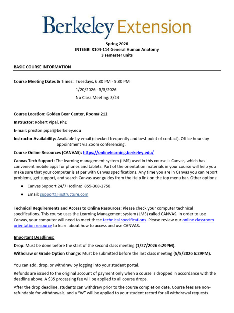 Spring 2026 Course Syllabus | PDF | Quiz