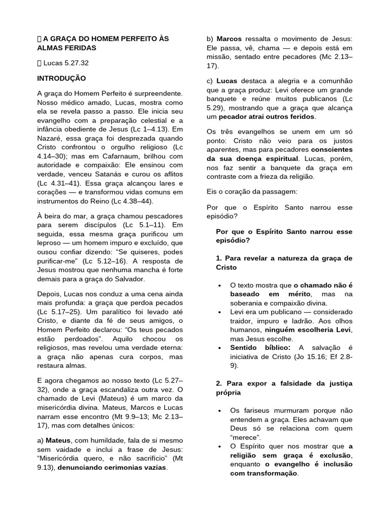 8. a Graça Do Homem Perfeito as Almas Feridas | PDF | Jesus | Graça no ...