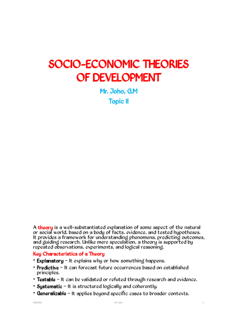 Socio-Economic Development Theories | PDF | Economics | Theory