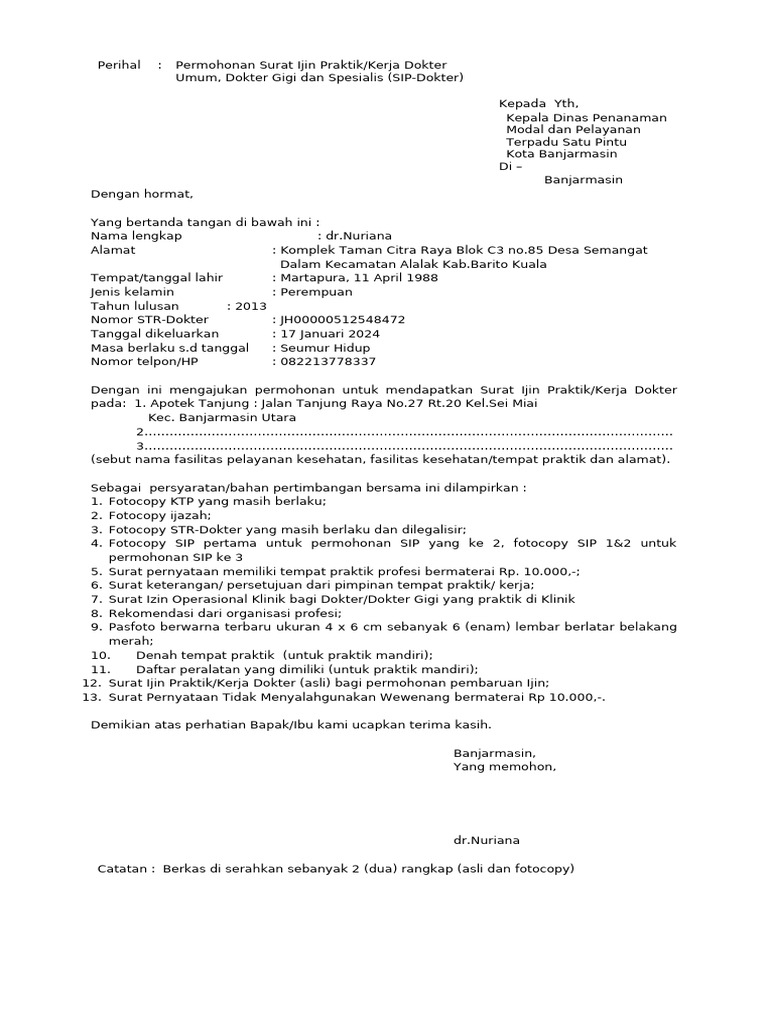 26.27. Formulir Permohonan Perijinan Dokter 2024 | PDF