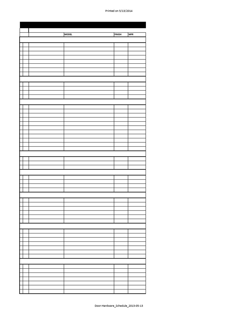 Door Hardware Schedule 2014-05-13 | PDF | Door | Motor Vehicle
