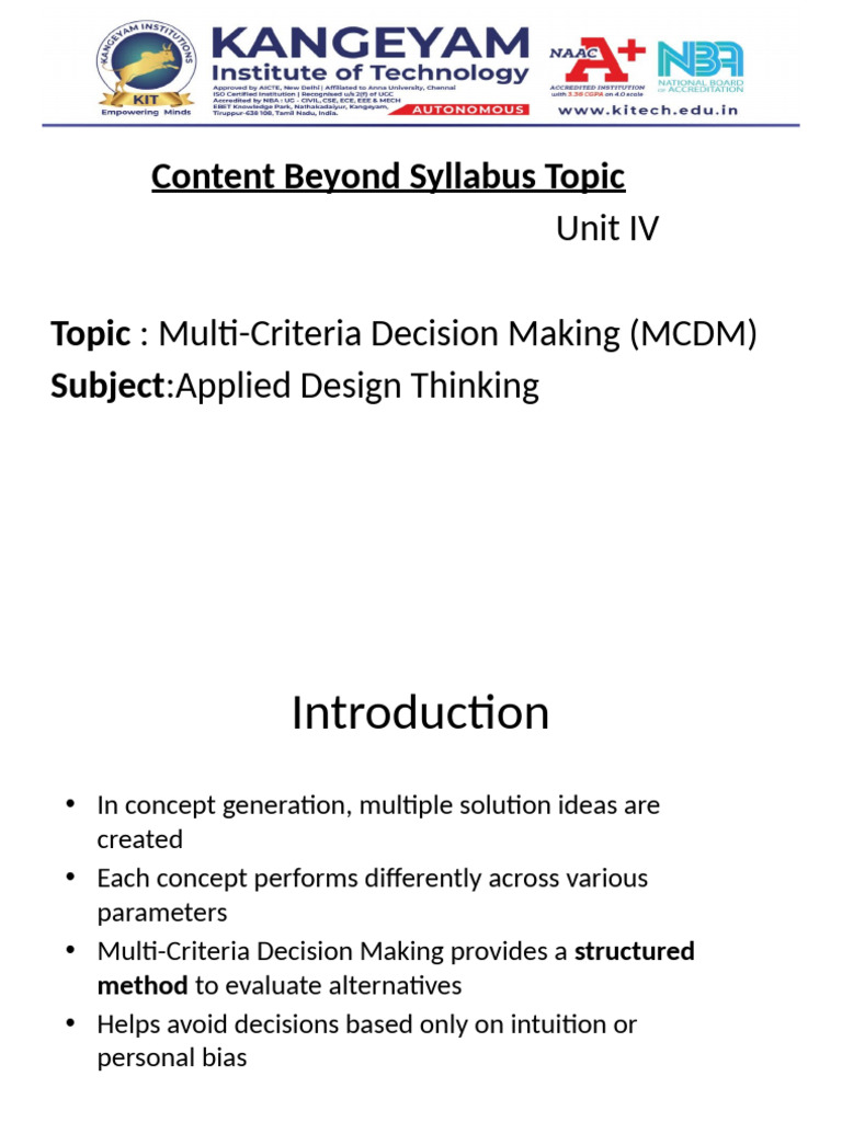 Multi-Criteria Decision Making in Design | PDF | Decision Making ...