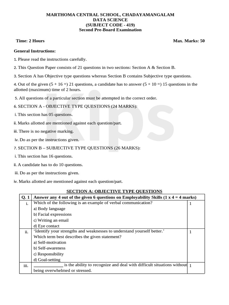 Data Science Pre-Board Exam Paper | PDF