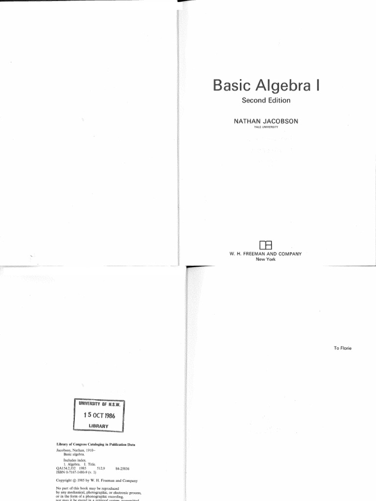@Basic Algebra 1 Nathan Jacobson | PDF