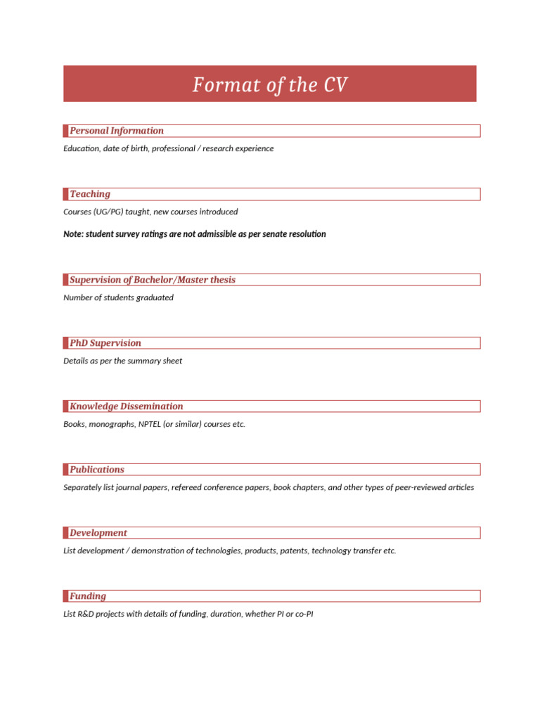 Cv Format | PDF