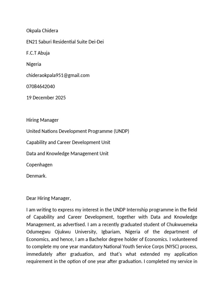 New UNDP cover letter | PDF | Economics | Knowledge