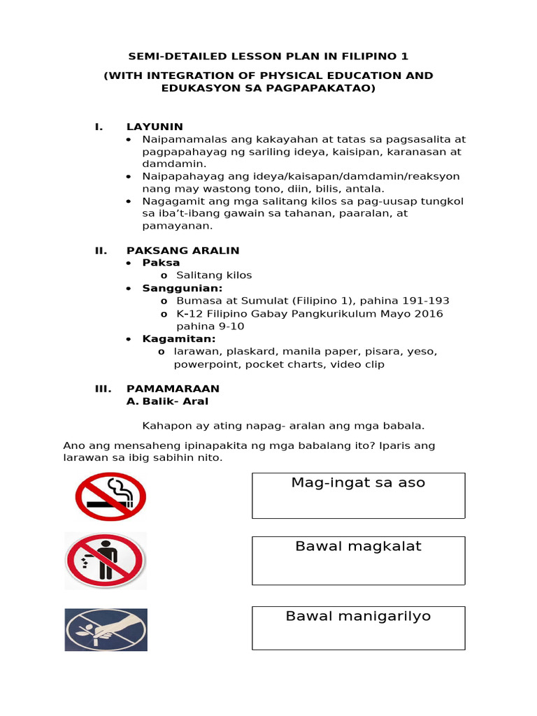Semi-Detailed Lesson Plan | PDF