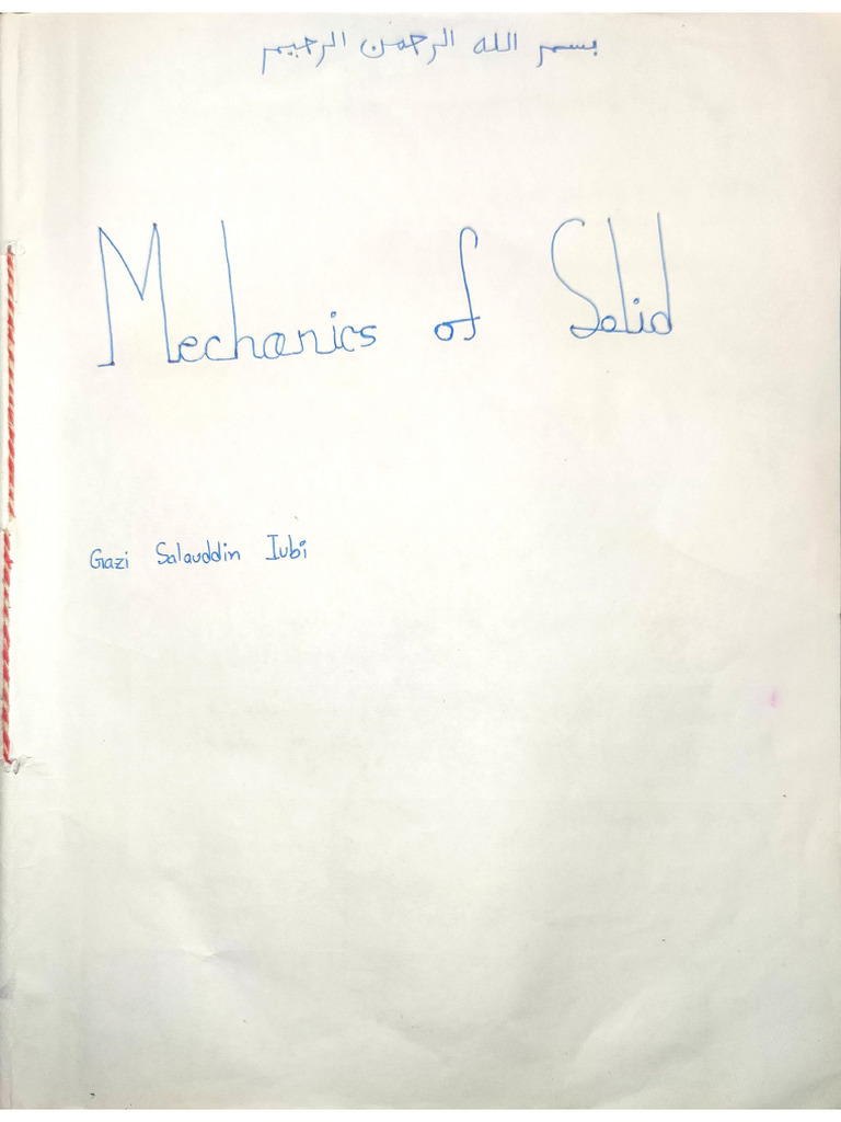Solid Mechanics Chapter 1 Note Pdf