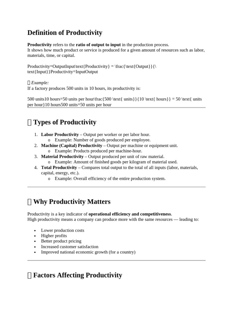 Definition-of-Productivity | PDF | Workforce Productivity | Labour ...