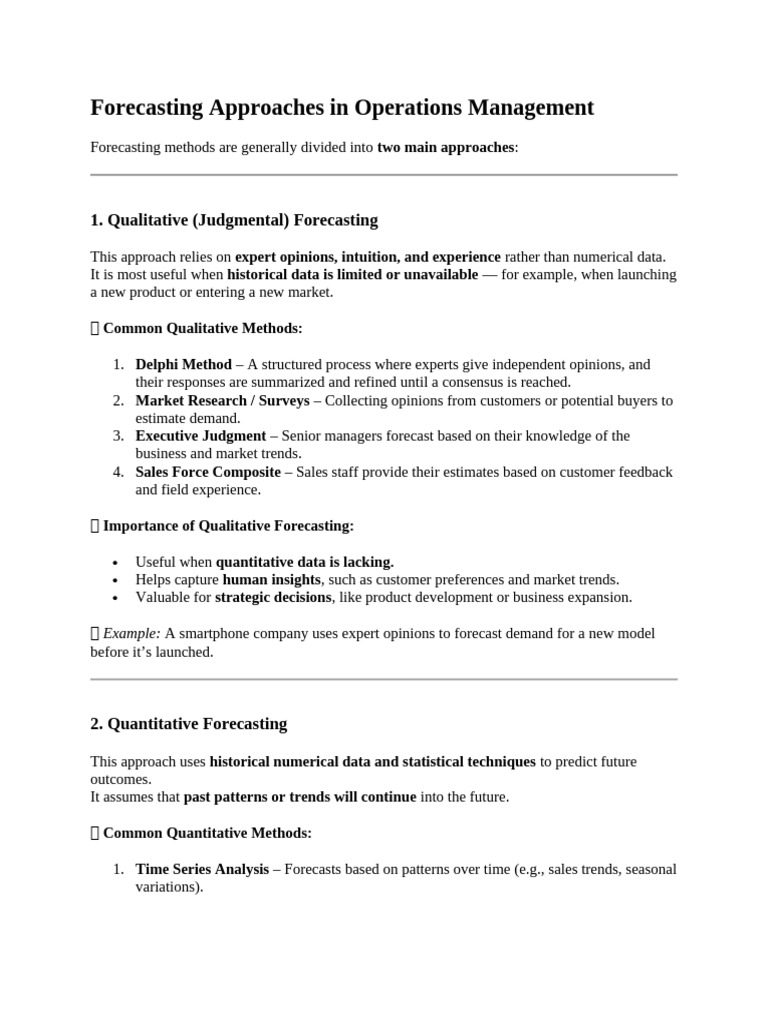 Forecasting Methods in Operations Management | PDF | Forecasting ...