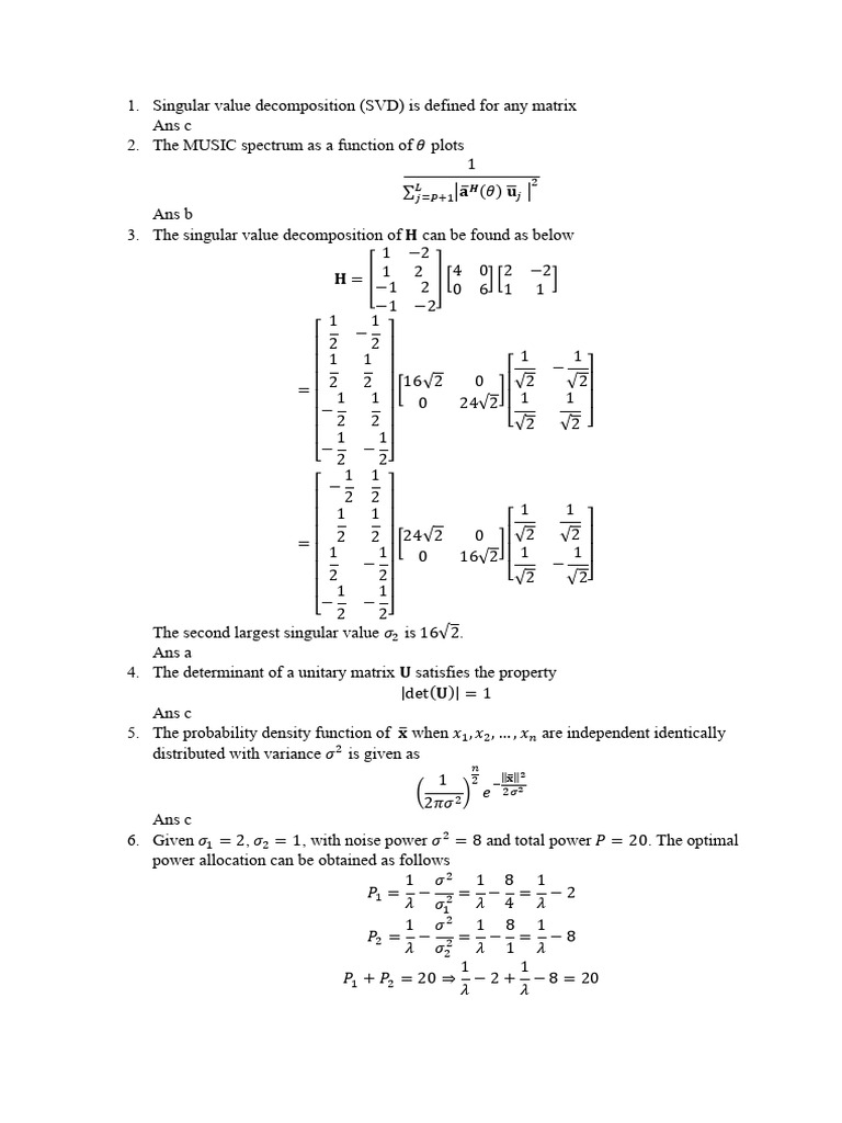 SVD, PCA, and Matrix Properties Explained | PDF | Linear Algebra ...