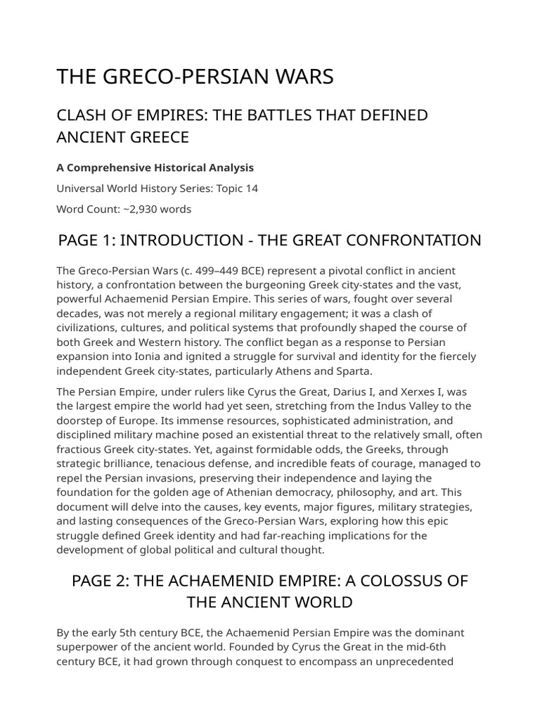 100 Topics on World History - 14 - The Greco-Persian Wars | PDF | Greco ...