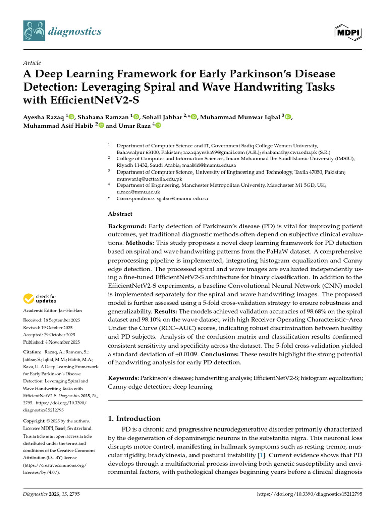 Deep Learning for Early Parkinson's Detection | PDF | Deep Learning ...