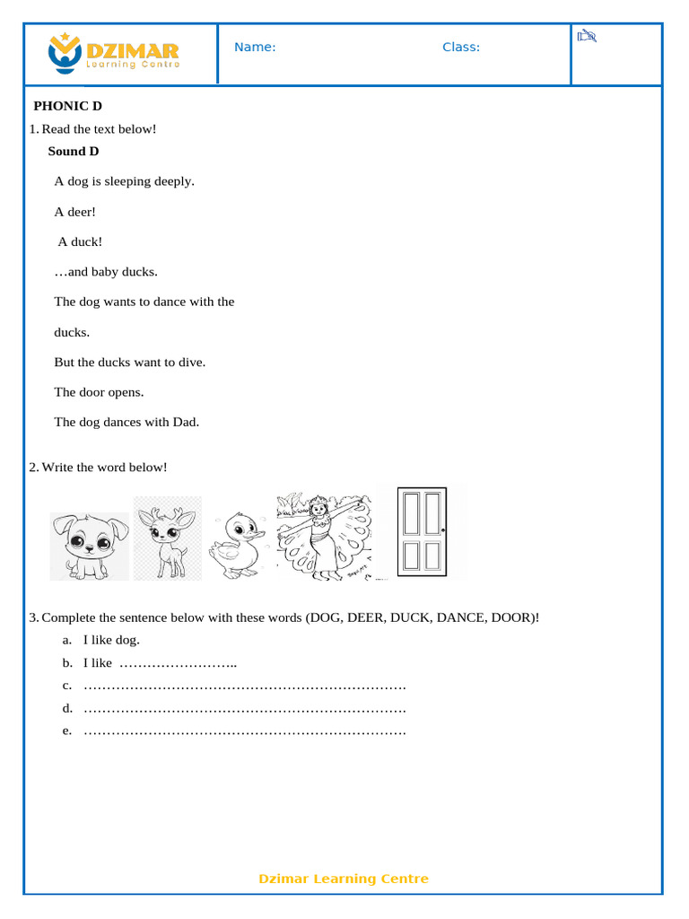 Phonics Activities for Sound D | PDF