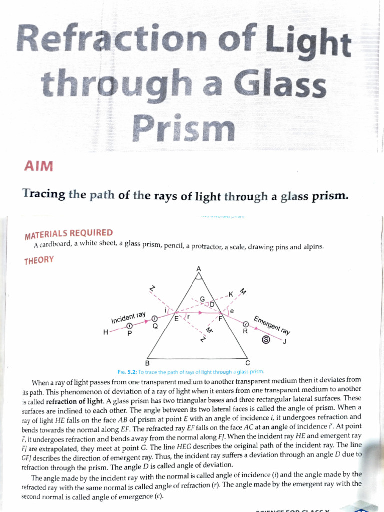 Practical 3 Glass Prism | PDF | Refraction | Angle