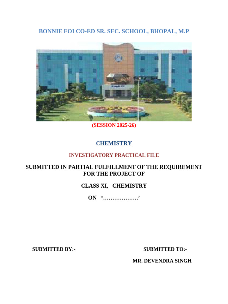 Chemistry Project Front Page s. | PDF