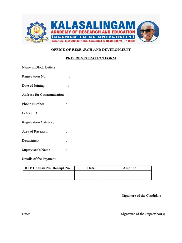 1.Ph .D. Registration Form | PDF