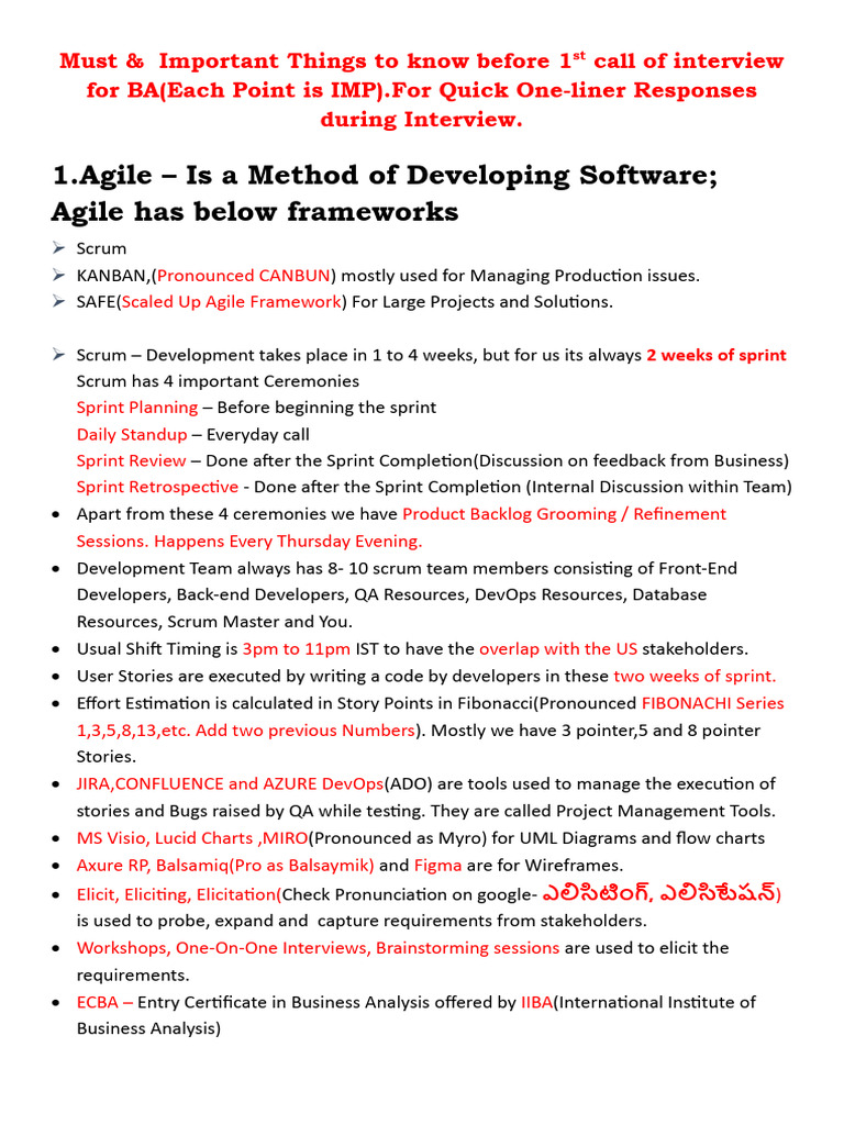 BA-Must Knows | PDF | Scrum (Software Development) | Agile Software ...