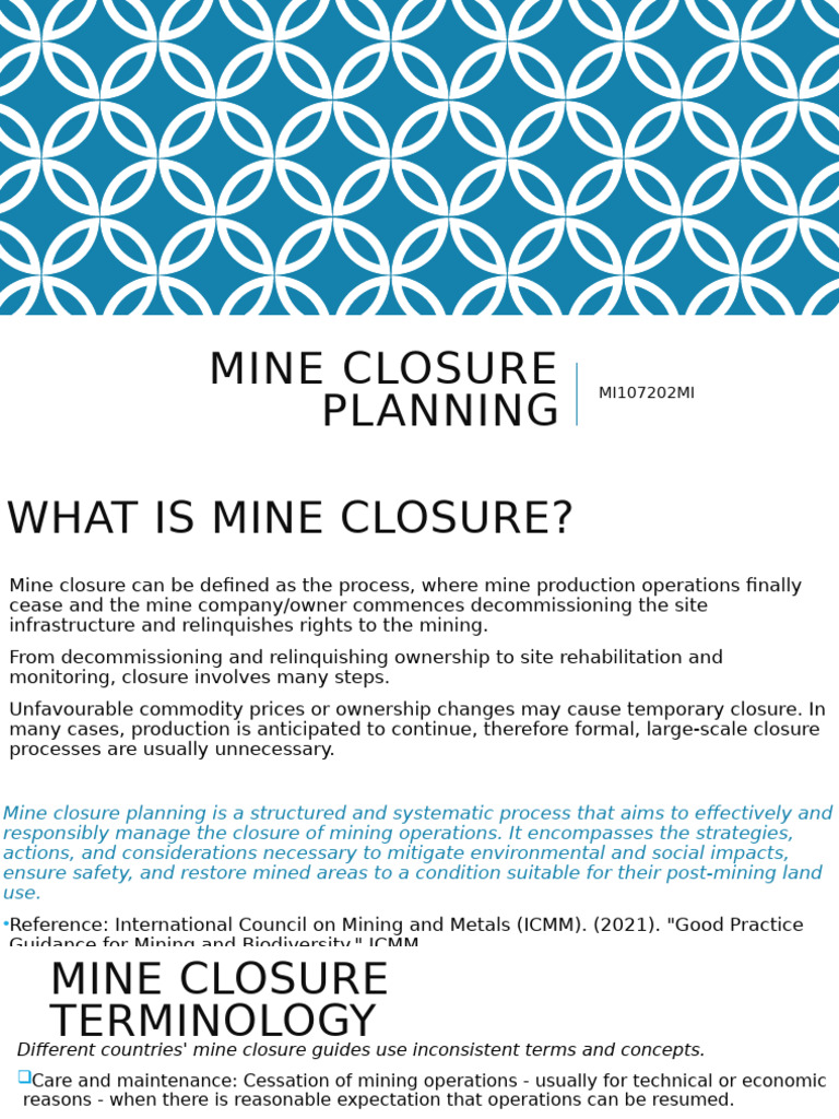 Mine Closure Planning | PDF | Mining | Sustainability