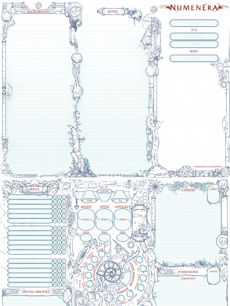 01 - Numenera Character Sheets-Into The Ninth World | PDF