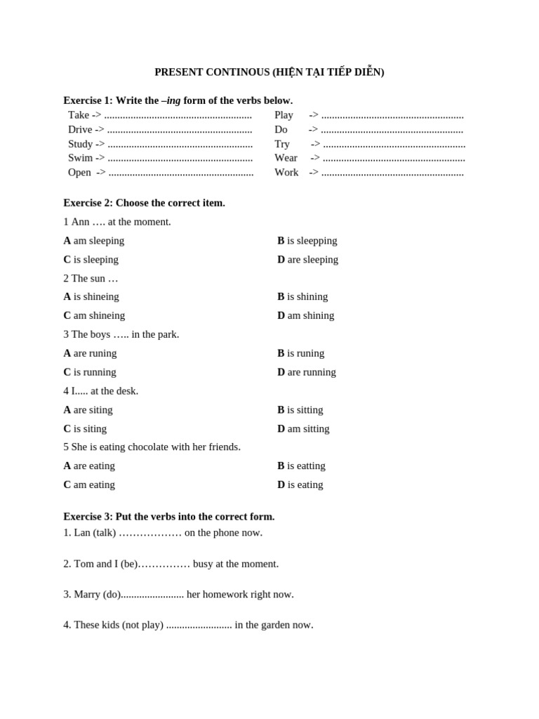 PRESENT CONTINOUS | PDF
