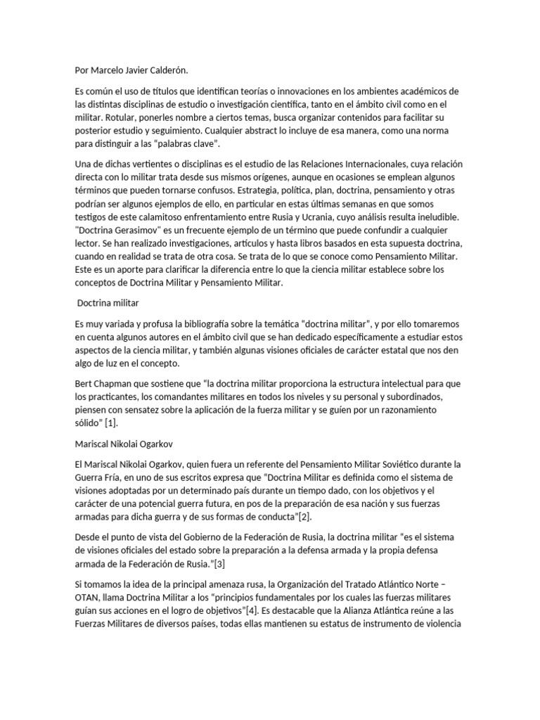 Doctrina Gerasimov Por Marcelo Javier Calderón | PDF | Doctrina ...