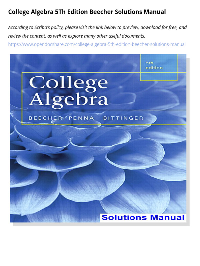 College Algebra 5th Edition Beecher Solutions Manual | PDF | Exponential Function | Mathematical ...