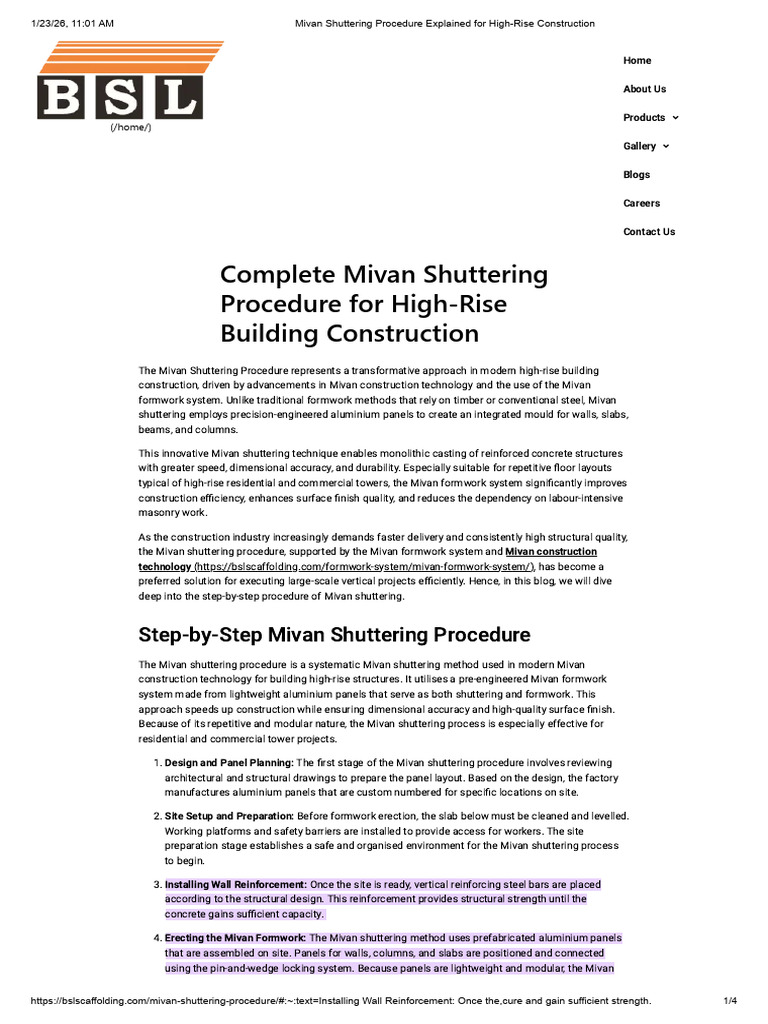 Mivan Shuttering Process for High-Rises | PDF | Concrete | Building
