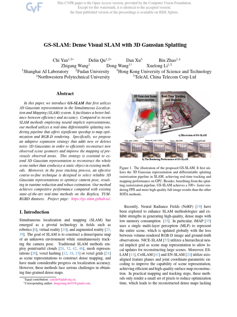 6.2024 GS-SLAM Dense Visual SLAM with 3D Gaussian Splatting | PDF ...