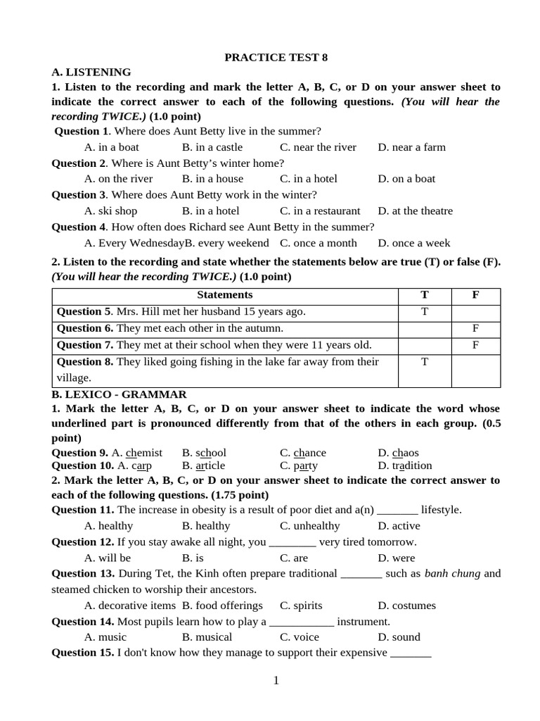Practice Test 8 | PDF