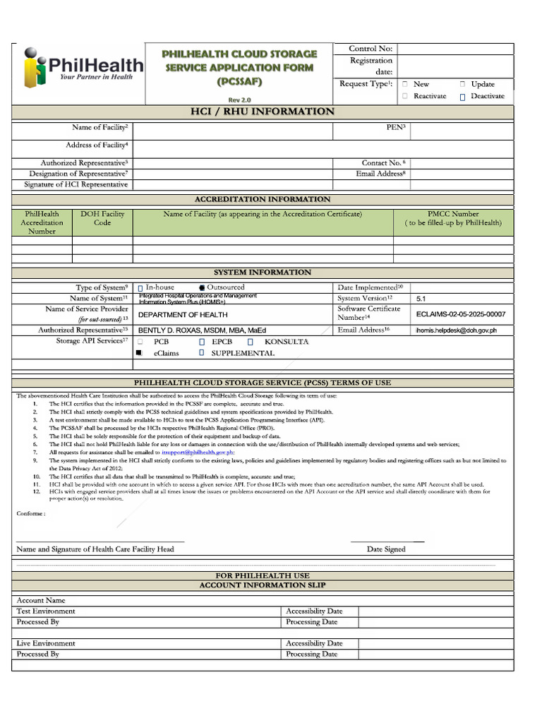 PCSS Application Form IHOMIS+ 5.1 | PDF