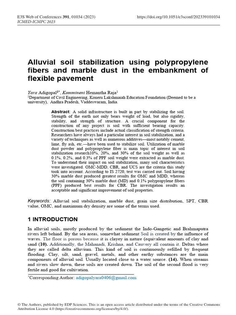 Alluvial Soil Stabilization Using Polypropylene Fi | PDF | Sand | Soil