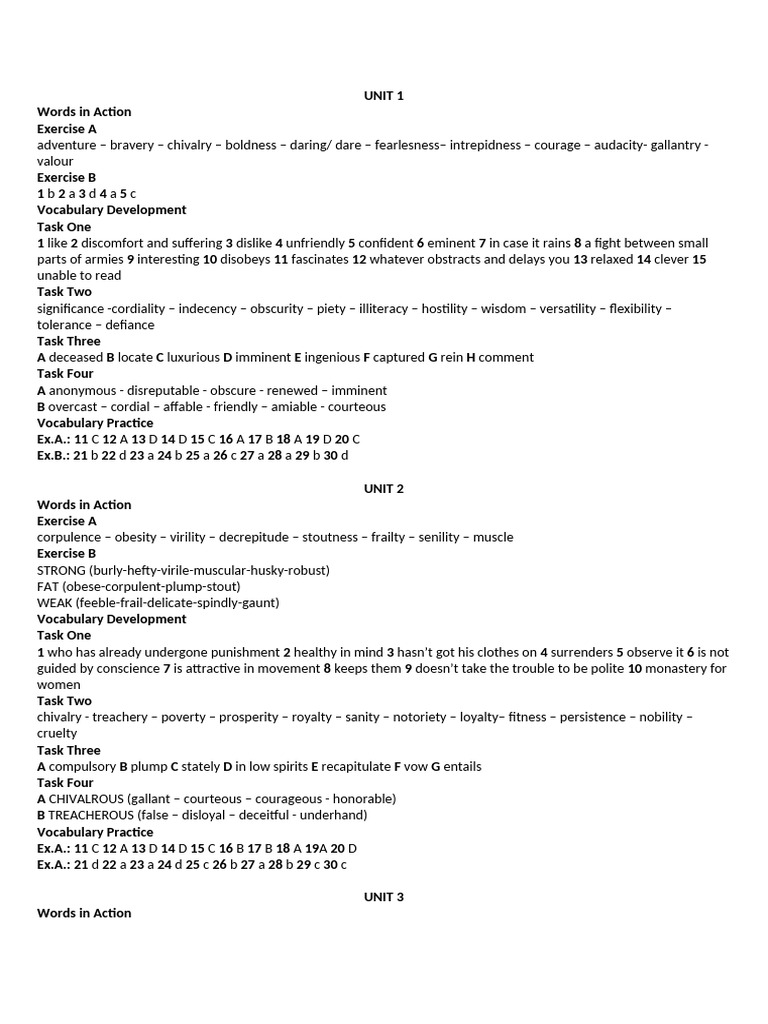 C1 Vocabulary Keys | PDF