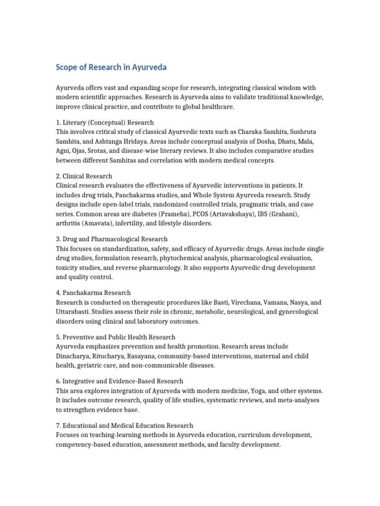 Scope_of_Research_in_Ayurveda | PDF | Ayurveda | Health Sciences