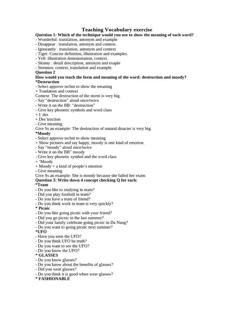 2. Teaching Vocabulary Exercise | PDF | Linguistics | Human Communication