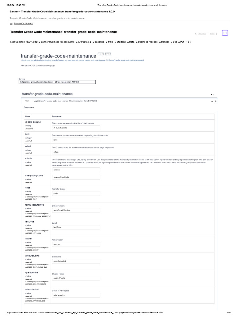 Transfer Grade Code API Maintenance | PDF | Computer Data | Software ...