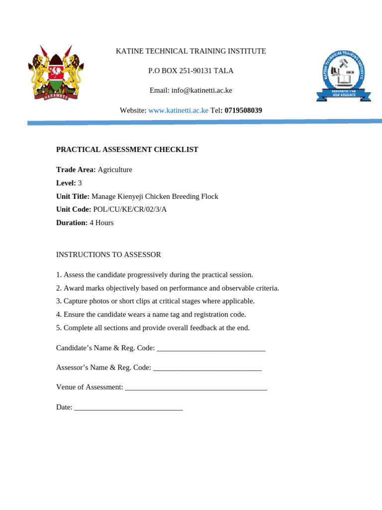 Kienyeji_Chicken_Breeding_Flock_Checklist_Level3 | PDF | Hygiene
