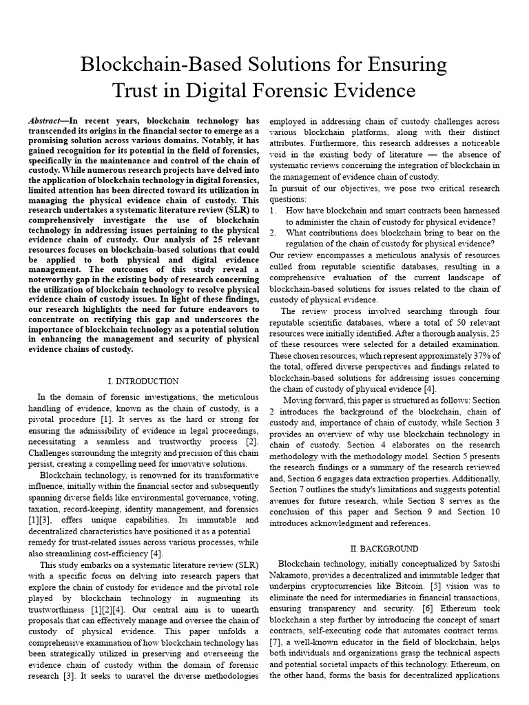 Blockchain for Physical Evidence Custody | PDF | Digital Forensics ...