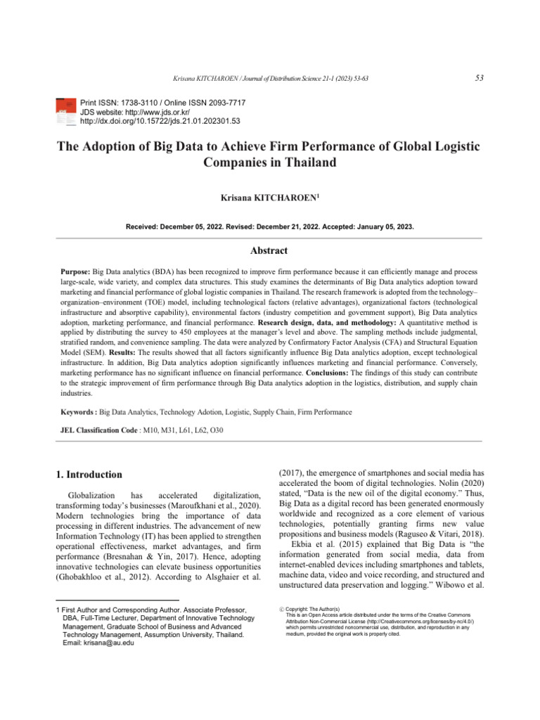 Big Data Adoption in Thailand's Logistics | PDF | Structural Equation ...