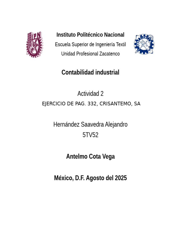 Ejercicio de Pag. 332, Crisantemo, Sa | PDF