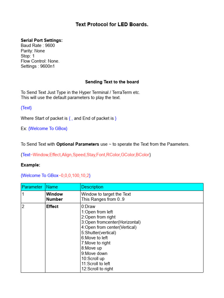 LED Board Text Protocol Guide | PDF | Parameter (Computer Programming ...